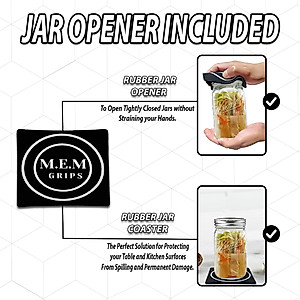 Quilted Crystal Jelly Regular Mouth Mason Jars - (4 Pack) - 2 - Ball 8-Ounce and 2 - Ball 4-Ounce Quilted Crystal Jelly Regular Mouth Jars with Lids and Bands + M.E.M Rubber Jar Opener Included