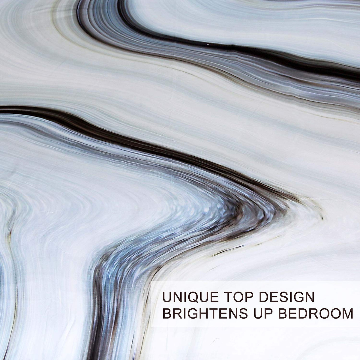 BlessLiving 3 Piece Liquid Marble Bedding Set Black White Bedding Cool Yellow Marble Duvet Cover for Adults Teens Kids (Queen)