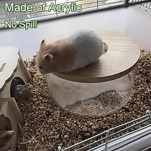 Tfwadmx Hamster Sand Bath Box, Container Transparent Beds, Hamster Bathroom & Digging Room ransparent Acrylic Small Animals Shower Bathtub with Wooden Cover for Mice Gerbil Squirrel (Large)