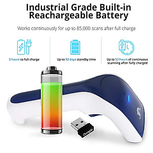 ScanAvenger Wireless Portable 1D Bluetooth Barcode Scanner: Hand Scanner 3-in-1, Cordless, Rechargeable Scan Gun for Inventory - USB Barcode Reader (1D Only with No Next Gen Stand)