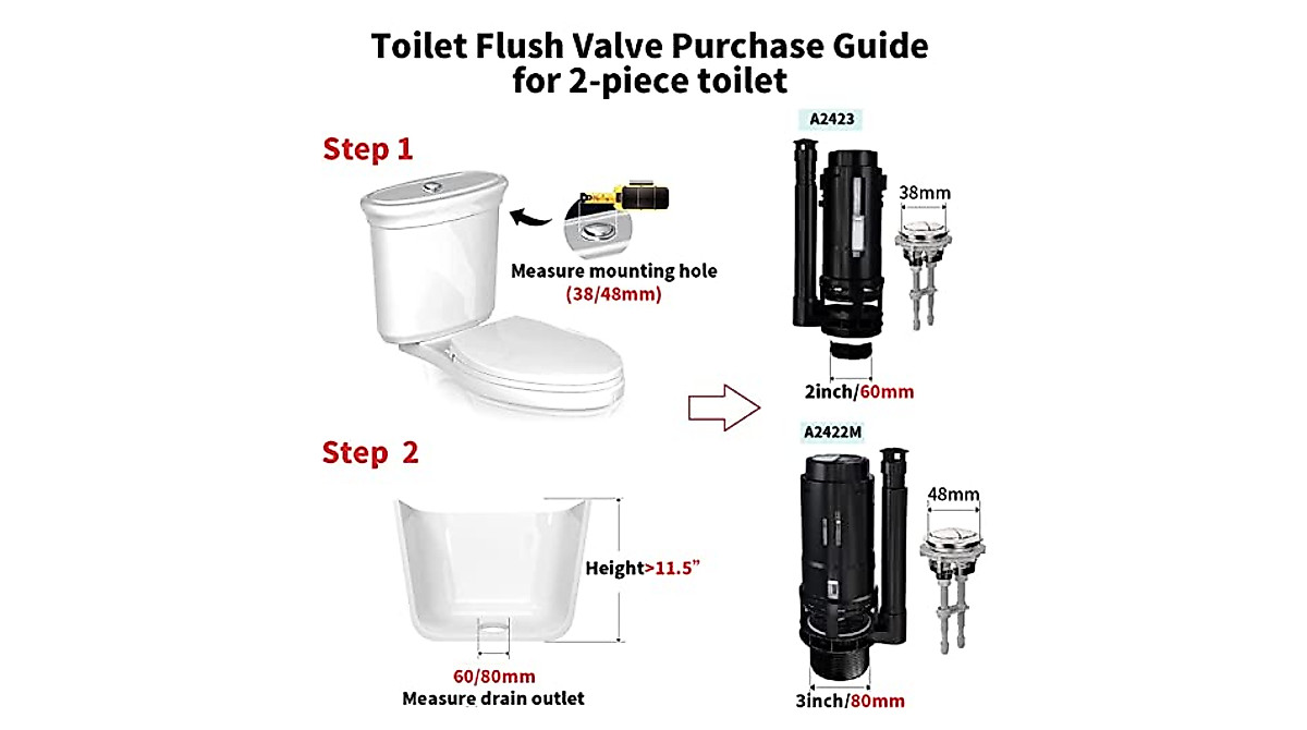 R&T A2422M Dual Flush Valve - Efficient Toilet Repair Kit