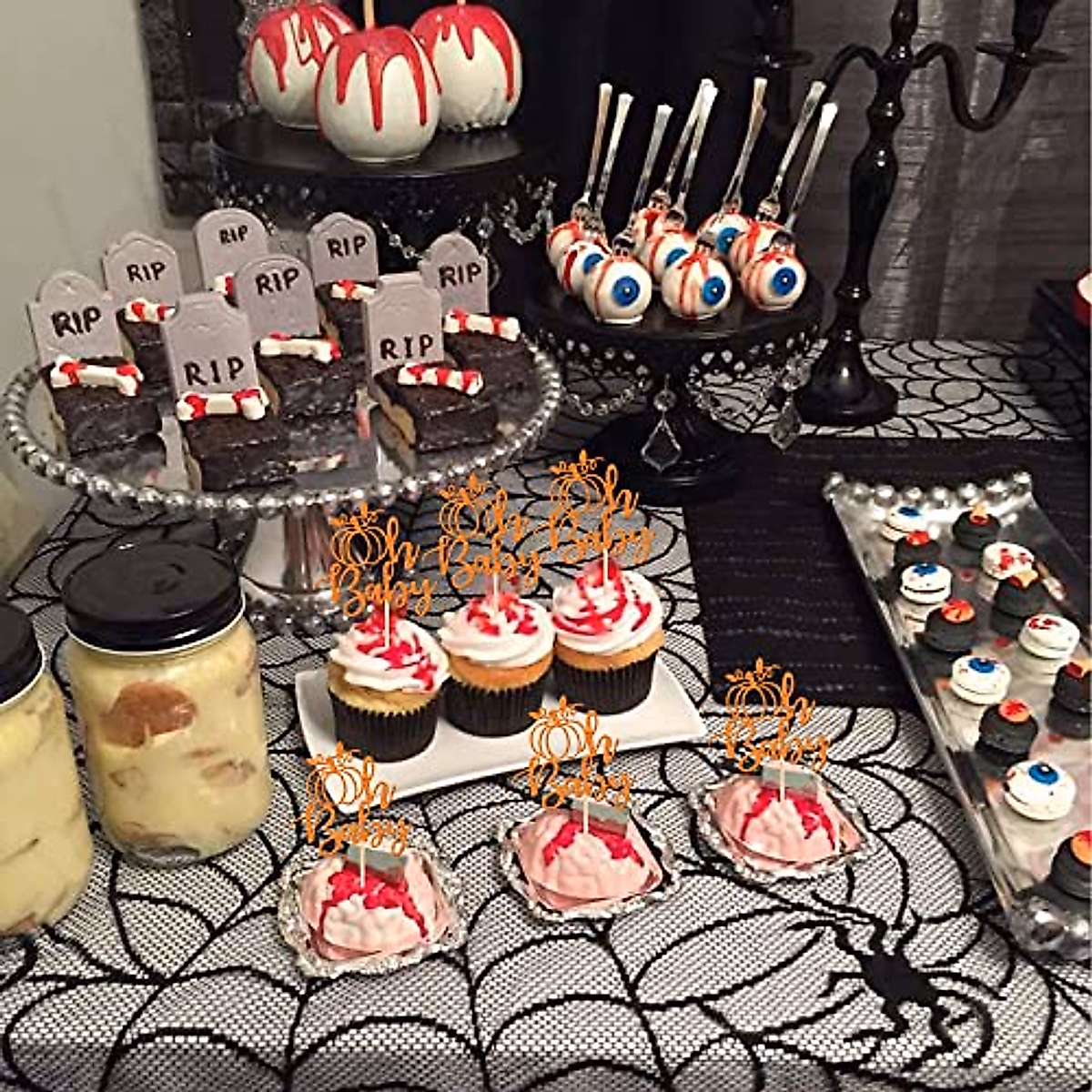 24 PCS Pumpkin Oh Baby Cupcake Toppers Glitter Fall Theme pumpkin Cupcake Picks Baby Shower Cake Decorations for Pumpkin Theme Gender Reveal Kids Birthday Party Supplies Orange