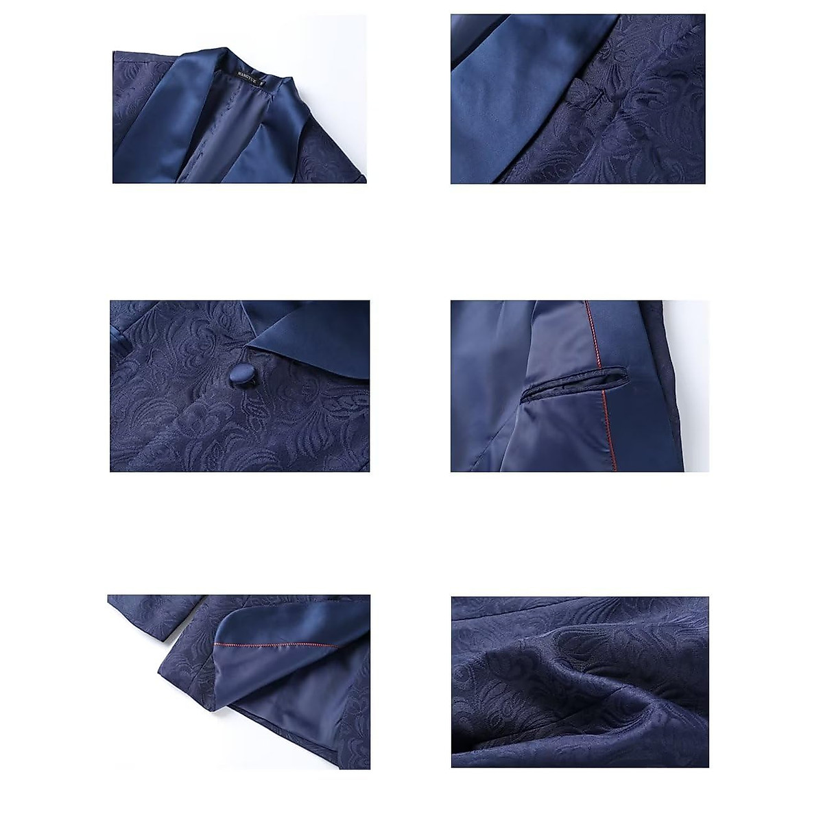 Tuxedo for Men Slim Fit 3 Piece Suit with Bow Tie Shawl Lapel Jacquard Floral Tuxedo Suits for Man Burgundy Size L