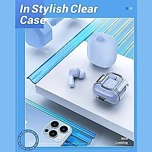 OUGECOOK Eifrt Headphones Crystal Earbud, Eifrt Earbuds, Eifrt Earbuds, with Enc Noise Canceling Earphones, Sports Waterproof Earphone, Mini Crystal in-Ear Earbuds. (Blue)
