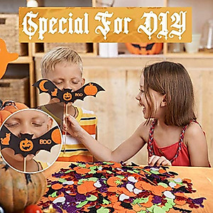 Halloween Foam Stickers Glitter Craft Stickers for Kids 100PCS Self-Adhesive Pumpkin Ghost Shape Puffy Stickers for Halloween Party Supplies Decorations (100PCS)