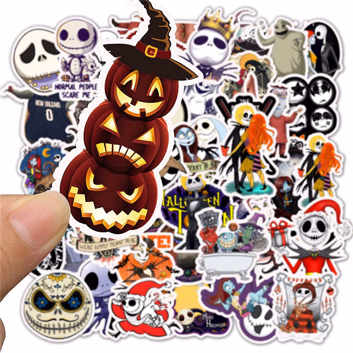 The Nightmare Before Christmas Thriller Horror Style Toy Stickers (50 PCS) Funny Tim Burton's Stickers for Teens, Girls, Kids - Halloween Theme Stickers for Waterbottles,Laptop,Phone (Halloween)