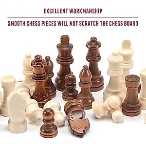 AMEROUS Wooden Chess Pieces Only with 2 Extra Queens / 3.0 Inch King/Storage Bag/Chess Instructions/Chessmen for Chess Borad/Replacement of Missing Pieces (NO Board)