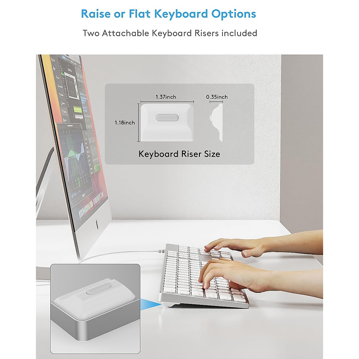 All-Aluminum Wired Keyboard for Apple Mac OS,Plug-n-Play Cable Connection in USB-A+C Port,Full Size USB Keyboard with Numeric Keypad for iMac/Mac Mini or MacBook Pro/Air Laptop
