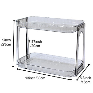 Wbtran 2-Tier Corner Bathroom Counter Organizer, Bathroom Countertop Shelf Makeup Organizer, Corner Storage Organizers for Bathroom, Kitchen, Dresser (Grey)