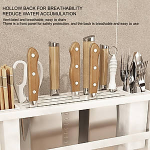 Universal Knife Block Holder with Slots for Scissors and Sharpening Rod Space Saver Knives Storage Stand Display without Knives Unique Slot Design to Blade
