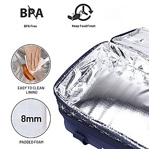 MIER Insulated Double Casserole Carrier Bag for Lasagna Lugger, Potluck Parties, Picnic, Beach, Fits 9 x 13 Inches Baking Dish, Casserole Dish, Expandable, Dark Blue