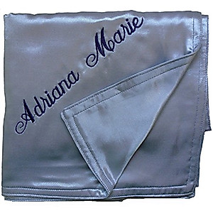 Custom Embroidered Personalized Two Ply Satin Baby Blanket in Multiple Colors