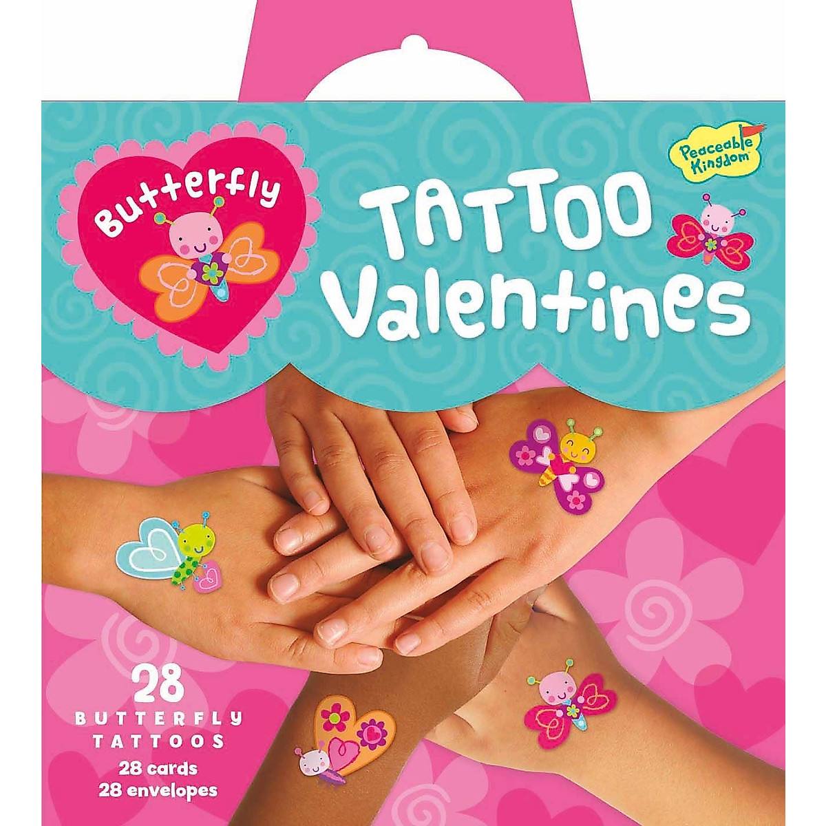 Peaceable Kingdom Butterfly Temporary Tattoo Super Valentine Card Pack