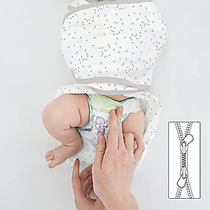 Amazing Baby 6-Way Omni Swaddle Sack for Newborn, Transitional Swaddle Sack with Wrap & Arms Up Sleeves & Mitten Cuffs, Easy Swaddle Transition, Better Sleep, Gray Stars, Small, 0-3 Months