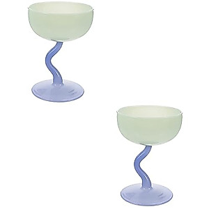 Abaodam Kids Glasses 2pcs Wine Frodge Ice Salad Cream Pudding Glass Bowl for Mousse Small Dessert Cocktail Yogurt Condiment Fancy Wedding Blue Dish Sundae Birthday Mini Dessert Cup