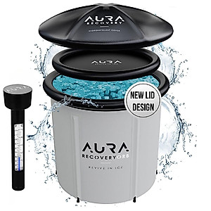 LARGE Ice Bath Tub-Portable Cold Plunge for Ultimate Water Therapy,Relaxing Plunge Bathtub,Spa for Ice Baths Soaking,Reinforced Material,Water-Repellent Lid for Recovery(Grey)