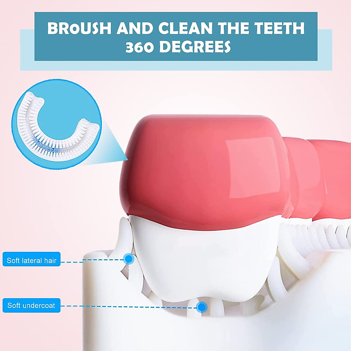 SEGMINISMART Kids U Shaped Toothbrush,U Shape Toothbrush,U Shape Kids Manual Toothbrush,Soft Silicone Brush Head,360° Oral Teeth Cleaning Design for Toddlers and Children,4 Pack