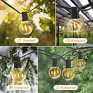 Outdoor Lights Patio 25FT, G40 String LED Lights Waterproof with 25+1pcs Spare Balcony Lights Bulbs Shatterproof for Backyard Porch Wedding Cafe, Hanging Lights for Birthday BBQ Party