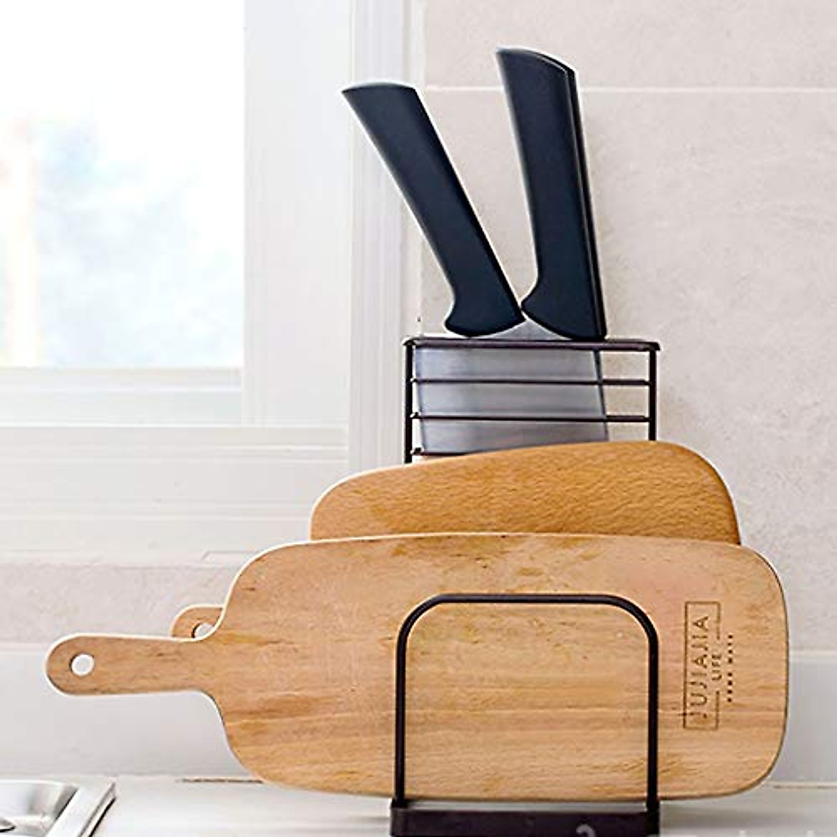 DRNKS Lid Rack Wrought Iron Kitchen Cutting Board Rack Shelf Pot Cover Rack Kitchen Knife Rack Cutting Board Rack Chopping Board Rack Applicable to kitchen stove