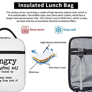 steamship n Reusable Lunch Bag,Hangry Defined Lunch Bags Tote Bags for Women Men Lunch Box Insulated Lunch Container for Office Work Trip Picnic - 10 x 8 inch