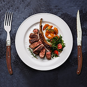 Forks Set of 6, Hailingshan Heavy Duty Stainless Steel Dinner Table Flatware Set, Laguiole Premium Kitchen Cutlery Utensils Salad Meat Steak Fork Mirror Finish Wooden Handle 23cm 6-Piece [Gift Box]