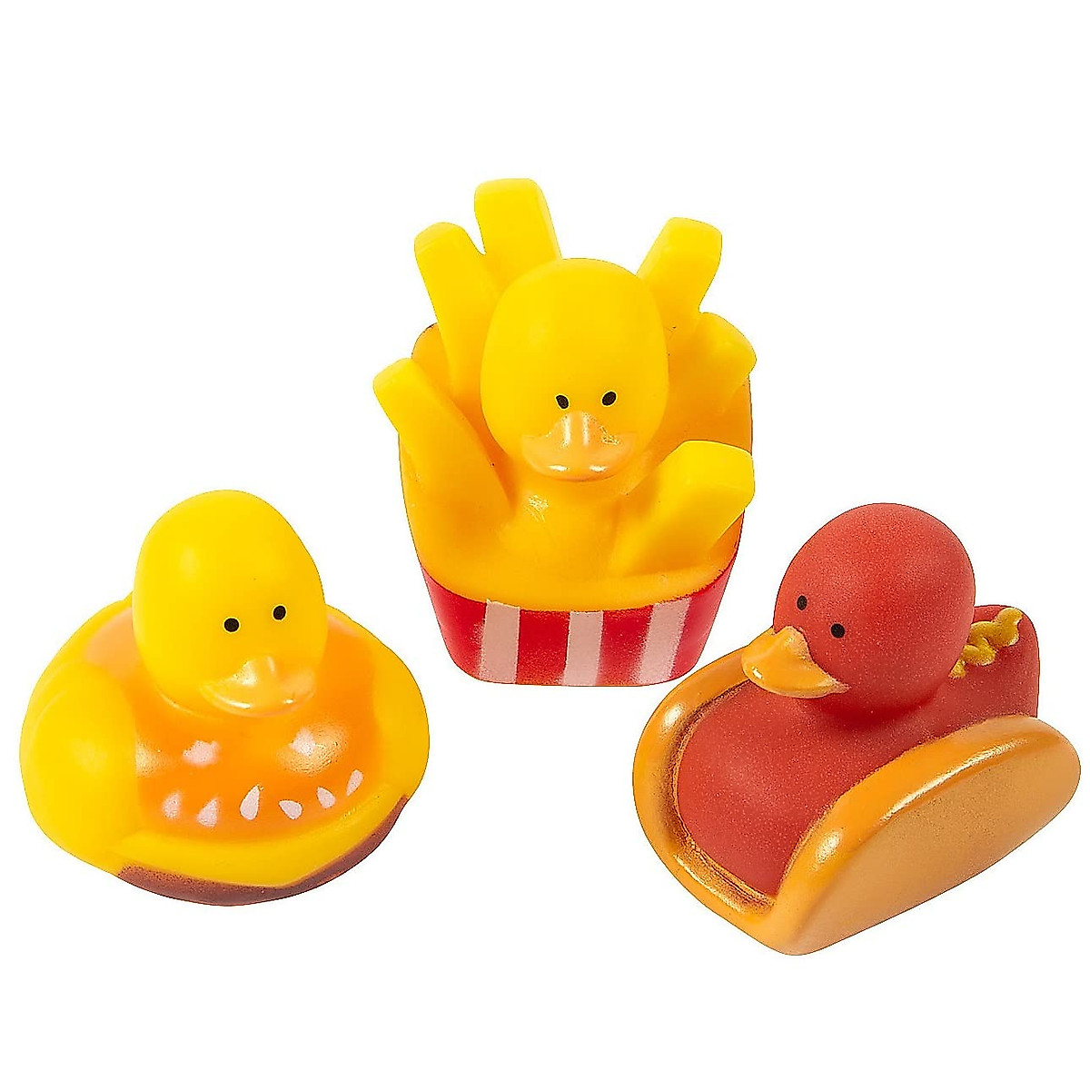 Cool Rubber Ducks (2") Standard Size. (12 Pack) Cute Duck Bath Tub Pool Toys. (Fast Food Rubber Duckies)