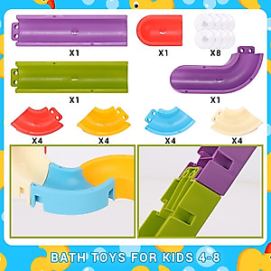 AXSOGAO Toddler Bath Toys 28Pack Wall Bathtub Toys Water Slide Bath Toy for Toddlers 1-3 2-4 4-8 Bath Toys DIY Building Take Apart Set Shower Gifts Duck Slide Bath Toys Birthday Gift for Boys Girls