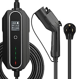 MAX GREEN Speeder Level 2 EV Charger, Adjustable Current (10A/16A/20A/24A/32A) Portable EVSE, 240V 25ft NEMA 6-50 Electric Vehicle Charging Station