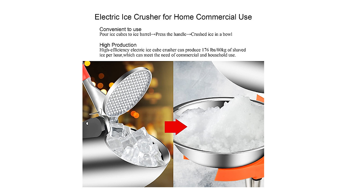 Electric Ice Crusher 300W for Home & Commercial Use | Fast Shaved Ice ...