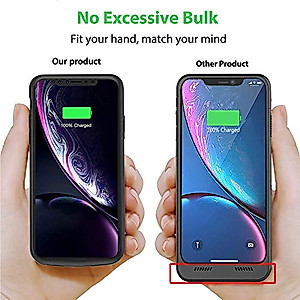 Battery Case for iPhone XR, 7000mAh Slim Portable Rechargeable Smart Protective Battery Pack Cover Power Bank Charging Case Compatible with iPhone XR (6.1 inch) Extended Battery Charger Case (Black)