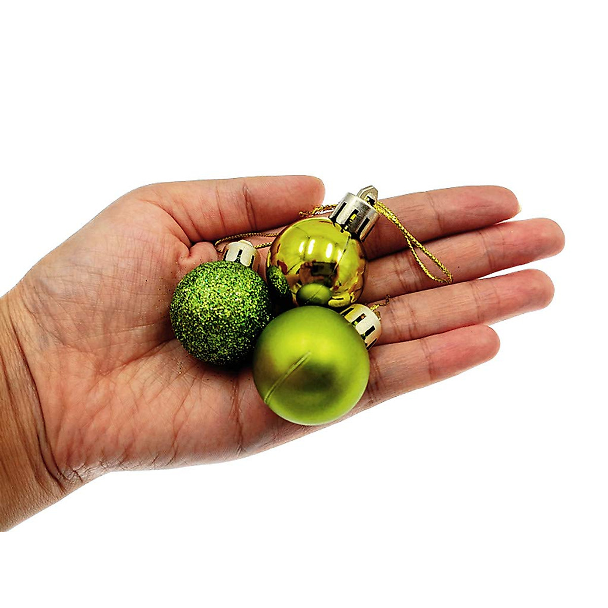 ALIMITOPIA 24pcs Christmas Ball Baubles 1.2 inches Shatterproof Plastic Hanging Balls Pendant for Xmas Tree Decoration (Tiny Size;Lime Green)