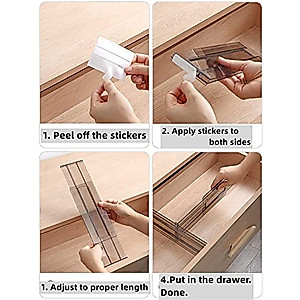 4 PCS Transparent Drawer Divider Organizers,Expandable 11-19" Dresser Drawer Dividers Clear Black to Organize Makeup,Clothes and Underwear, Plastic Drawer Organizer Adjustable Kitchen Drawer Dividers