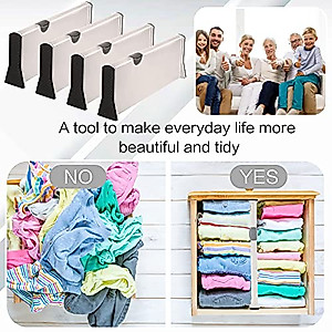 20 Pack Adjustable Drawer Divider Organizers 4'' High Expandable 11-17'' Dresser Drawer Separators Plastic Drawer Organizers Drawer Dividers for Clothes Organization Office Bedroom Bathroom (Beige)