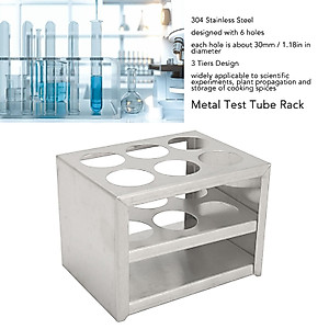 Fockety 6 Holes Test Tube Rack, 3 Tiers Stainless Steel Test Tube Holder for 50ml Test Tubes, Sturdy Structure Lab Test Tube Rack, 30mm/1.18in in Diameter, Centrifuge Tube for Laboratory