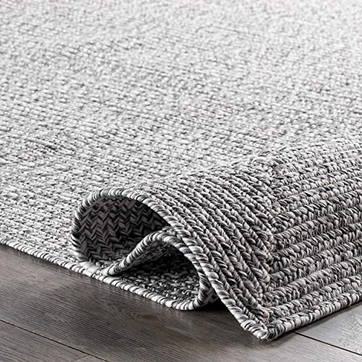 nuLOOM Wynn Braided Indoor/Outdoor Runner Rug, 2' 6" x 6', Light Grey/Salt and Pepper