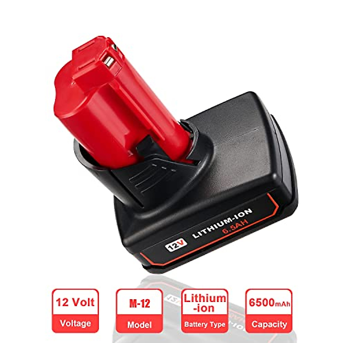 JYJZPB 2 Pack 6.5Ah 12V Battery for Milwaukee M12 Battery 48-11-2401 48-11-2412 48-11-2411 48-11-2420 48-11-2410 12Volt Cordless Tools for Milwaukee M12 Lithium Battery