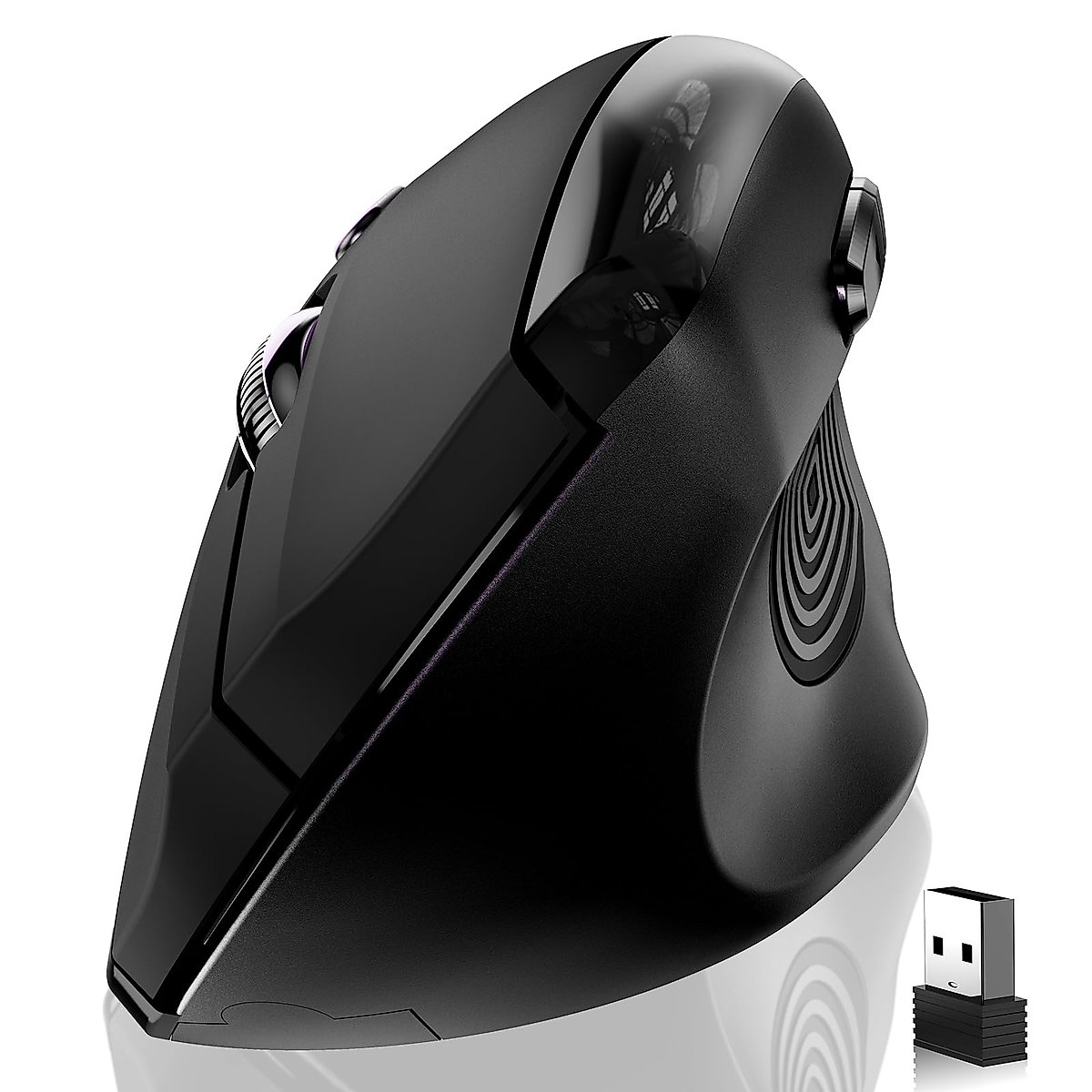 memzuoix Wireless Ergonomic Mouse,Upgraded 2.4G Optical Cordless Mice with 800/1200/1600 DPI,Vertical Computer Wireless Mouse for Laptop,Mac,PC,Desktop (for Right Hand,Large),Black Mouse
