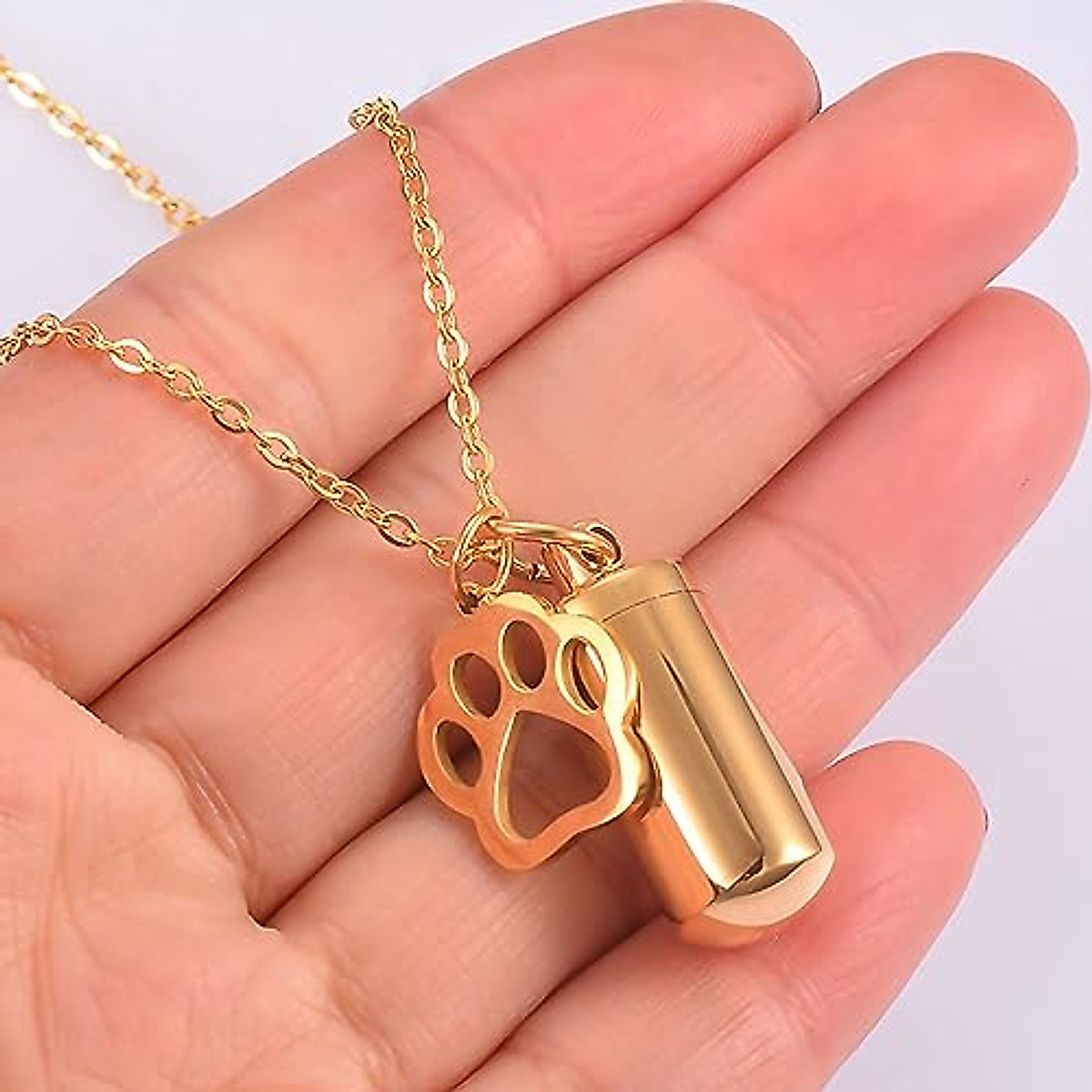 Stainless Steel Pet Urns Holder Necklace For Dogs Cats Pet Memorial NecklaceKeepsake Loss Pet Memory Urn Holder Jewelry Memorial Jewelry For Pets Ashes Container Pendant For Pets Pet Memorial Necklace