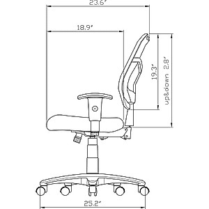Lorell Ergomesh Chair, Mesh Back/Black Fabric Seat