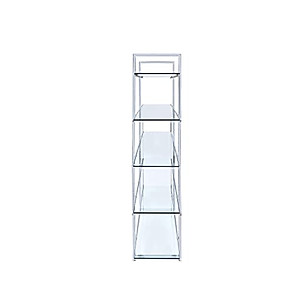 Coaster Furniture Modern Contemporary 5 Shelf Zig Zag Bookcase Etagere Metal Bookshelf Clear Tempered Glass Shelves Chrome 801304