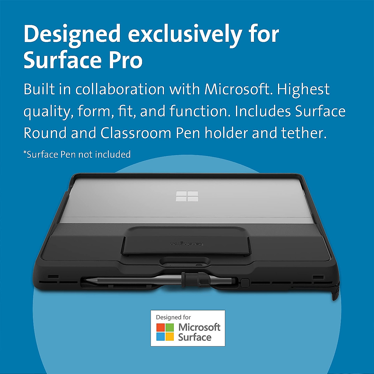 Kensington Blackbelt Rugged Case for Surface Pro 8 (13"), Military-Grade Protection, with Pen Holder - Black (K97581WW)