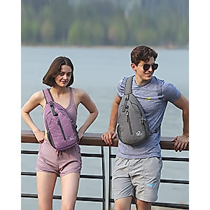WATERFLY Crossbody Sling Backpack Sling Bag Travel Hiking Chest Bag Daypack (Purple)