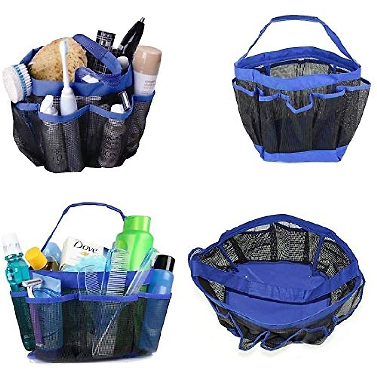 IPENNY Mesh Shower Caddy, Quick Dry Shower Tote Bag Oxford Hanging Toiletry and Bath Organizer with 8 Storage Compartments for Shampoo, Conditioner, Soap and Other Bathroom Accessories