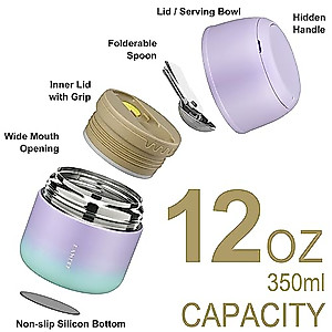 HAWEEK 12 Ounce Thermo For Hot Food Vacuum Soup Thermo Insulted Food Jar, Kids Thermo Lunch Container for School, Travel, Stainless Steel