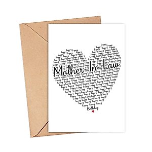 Happy Birthday Mother-In-Law Card - Cute Happy Birthday - Birthday Greeting Card - Birthday Card For Mother-In-Law - Thank You Card - Heart Happy Birthday Mom - I Love You Mother-In-Law Card