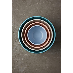 Mepal, Cirqula Set of 4 Multi Food Storage and Serving Bowls with Lids, Food Prep Containers, Shallow, Nordic Denim, (12oz, 25oz, 42oz, 76oz), 1 Set