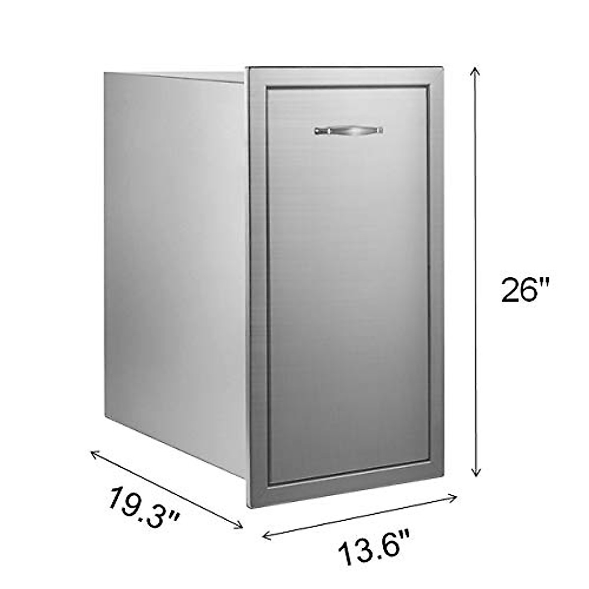 EBUY Outdoor Kitchen Trash Drawer 13.6Wx26H Inch with Pull-Out Tray and Handle Stainless Steel BBQ Trash Drawer with Sliding Rails for Outdoor Kitchen BBQ Island