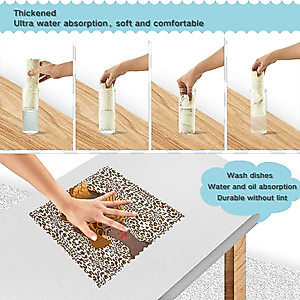 ALAZA Dish Towels Kitchen Cleaning Cloths African American Woman Leopard Dish Cloths Super Absorbent Kitchen Towels Lint Free Bar Tea Soft Towel Kitchen Accessories Set of 6,11"x11"