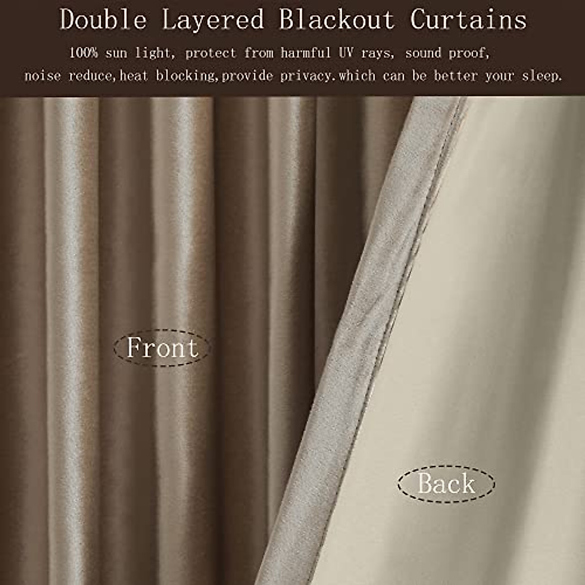 PRIMROSE Blackout Taupe Velvet Curtains 108 inch Long for Living Room,Set of 2 Panels Liner Rod Pocket Back Tab Thermal Window Curtains Drapes Room Darkening Heavy Decorative Curtains for Bedroom