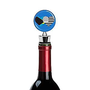 Bahamas Flag and Black American Flag Wine Bottle Stoppers Reusable Plug Wine Saver Corks for Beverage Holiday Party Kitchen Decorative